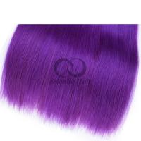 China Purple Straight Remy Human Hair Bundles 10-28 Inch Sew In Weave Brazilian Bundle Deals 3 Bundles Per Set for sale