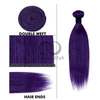 China Purple Straight Remy Human Hair Bundles Sew In Weave Brazilian 10-28 Inch 3 Bundles for sale
