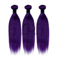 China Purple Straight Remy Human Hair Bundles Sew In Weave Brazilian 10-28 Inch 3 Bundles for sale