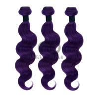 China Purple Body Wave Remy Human Hair Bundles 10-28 Inch Brazilian Sew In Weave 3 Bundles Set for sale