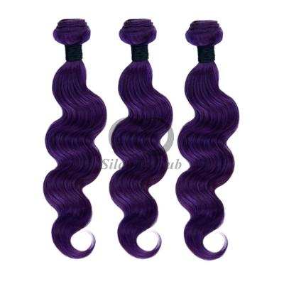 China Purple Body Wave Remy Human Hair Bundles 10-28 Inch Brazilian Sew In Weave 3 Bundles Set for sale