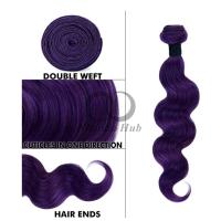 China Purple Body Wave Remy Human Hair Bundles 10-28 Inch Brazilian Sew In Weave 3 Bundles Set for sale