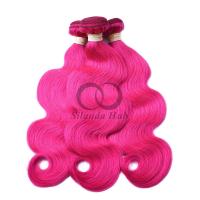China Pink Body Wave Remy Human Hair Bundles 10-28 Inch Brazilian Sew In Weave 3 Bundles for sale
