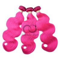 China Pink Body Wave Remy Human Hair Bundles 10-28 Inch Brazilian Sew In Weave 3 Bundles for sale
