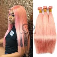 China Pink Straight Remy Human Hair Bundles 10-28 Inch Sew In Weave Brazilian Bundle Deals 3 Bundles Per Set for sale