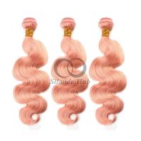 China Pink Body Wave Remy Human Hair Bundles 10-28 Inch Brazilian Sew In Weave 3 Bundles for sale