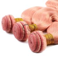 China Pink Body Wave Remy Human Hair Bundles 10-28 Inch Brazilian Sew In Weave 3 Bundles for sale