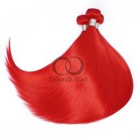 China Red Straight Remy Human Hair Bundles 10-28 Inch Brazilian Sew In Weave 3 Bundles for sale