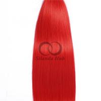 China Red Straight Remy Human Hair Bundles 10-28 Inch Brazilian Sew In Weave 3 Bundles for sale