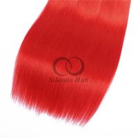 China Red Straight Remy Human Hair Bundles 10-28 Inch Brazilian Sew In Weave 3 Bundles for sale