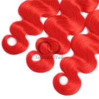 China Red Body Wave Remy Human Hair Bundles 3 Bundles Per Set 10 to 28 Inch for sale