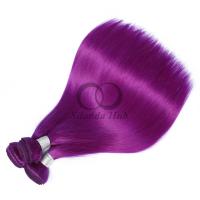China Purple Straight Remy Human Hair Bundles Sew In Weave Brazilian 10-28 Inch 3 Bundles for sale