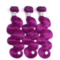 China Purple Body Wave Remy Human Hair Bundles 10-28 Inch Brazilian Sew In Weave 3 Bundles for sale