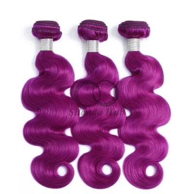 China Purple Body Wave Remy Human Hair Bundles 10-28 Inch Brazilian Sew In Weave 3 Bundles for sale