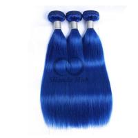 China Blue Straight Remy Human Hair Bundles 10-28 Inch Sew In Weave Brazilian Bundle Deals 3 Bundles Per Set for sale