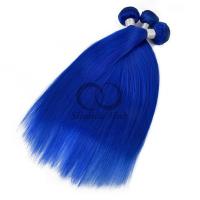 China Blue Straight Remy Human Hair Bundles 10-28 Inch Sew In Weave Brazilian Bundle Deals 3 Bundles Per Set for sale