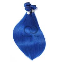 China Blue Straight Remy Human Hair Bundles 10-28 Inch Sew In Weave Brazilian Bundle Deals 3 Bundles Per Set for sale