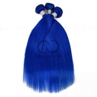 China Blue Straight Remy Human Hair Bundles 10-28 Inch Sew In Weave Brazilian Bundle Deals 3 Bundles Per Set for sale