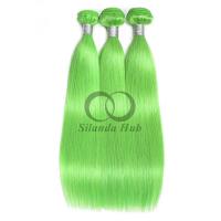 China Green Straight Remy Human Hair Bundles Sew In Weave 10-28 Inch 3 Bundles Per Set for sale
