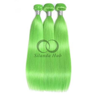 China Green Straight Remy Human Hair Bundles Sew In Weave 10-28 Inch 3 Bundles Per Set for sale
