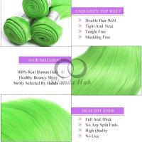China Green Straight Remy Human Hair Bundles Sew In Weave 10-28 Inch 3 Bundles Per Set for sale