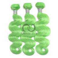 China Green Body Wave Remy Human Hair Bundles 10-28 Inch Sew In Weave Brazilian Bundle Deals for sale