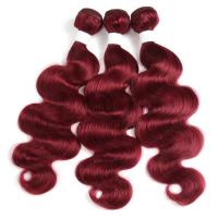 China Burgundy Body Wave Remy Human Hair Bundles 10-28 Inch Brazilian Sew In Weave for sale
