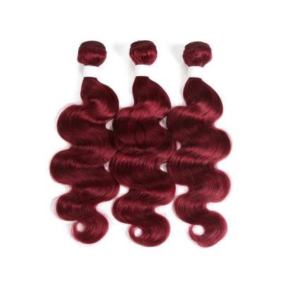China Burgundy Body Wave Remy Human Hair Bundles 10-28 Inch Brazilian Sew In Weave for sale