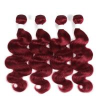 China Burgundy Body Wave Remy Human Hair Bundles 10-28 Inch Brazilian Sew In Weave for sale