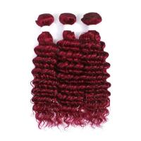 China Burgundy Deep Wave Remy Human Hair Bundles 10-28 Inch Brazilian Sew In Weave 3 Bundles for sale