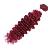 China Burgundy Deep Wave Remy Human Hair Bundles 10-28 Inch Brazilian Sew In Weave 3 Bundles for sale