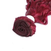 China Burgundy Water Wave Remy Human Hair Bundles 10-28 Inch 3 Bundles Per Set for sale