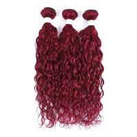 China Burgundy Water Wave Remy Human Hair Bundles 10-28 Inch 3 Bundles Per Set for sale