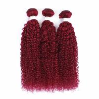 China Burgundy Kinky Curly Remy Human Hair Bundles 10-28 Inch Brazilian Weave 3 Bundles for sale
