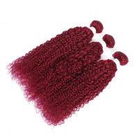 China Burgundy Kinky Curly Remy Human Hair Bundles 10-28 Inch Brazilian Weave 3 Bundles for sale