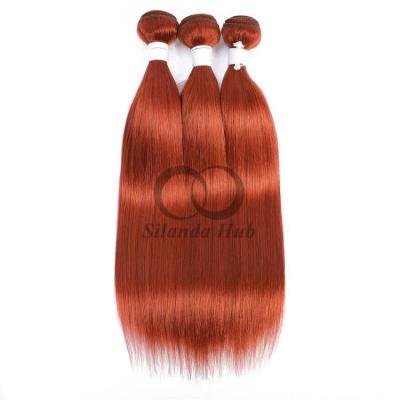 China Ginger Orange Straight Remy Human Hair Bundles 10-28 Inch Brazilian Weave 3 Bundles Per Set for sale