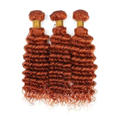 China Ginger Orange Deep Wave Remy Human Hair Bundles 10-28 Inch Brazilian Sew In Weave 3 Bundles Per Set for sale