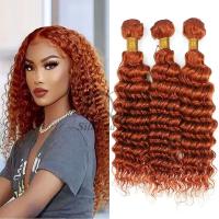 China Ginger Orange Deep Wave Remy Human Hair Bundles 10-28 Inch Brazilian Sew In Weave 3 Bundles Per Set for sale