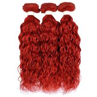 China Red Water Wave Remy Human Hair Bundles 3 Bundles Per Set 10 to 28 Inch Brazilian Sew In Weave for sale