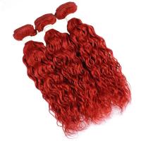 China Red Water Wave Remy Human Hair Bundles 3 Bundles Per Set 10 to 28 Inch Brazilian Sew In Weave for sale