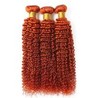 China Ginger Orange Kinky Curly Remy Human Hair Bundles 10-28 Inch Sew In Weave Brazilian Bundle Deals for sale