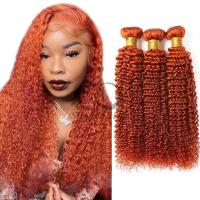 China Ginger Orange Kinky Curly Remy Human Hair Bundles 10-28 Inch Sew In Weave Brazilian Bundle Deals for sale