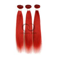 China Red Straight Remy Human Hair Bundles Sew In Weave Brazilian 10-28 Inch 3 Bundles for sale