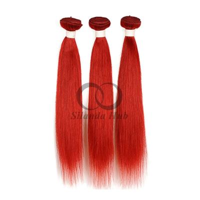 China Red Straight Remy Human Hair Bundles Sew In Weave Brazilian 10-28 Inch 3 Bundles for sale