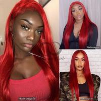 China Red Straight Remy Human Hair Bundles Sew In Weave Brazilian 10-28 Inch 3 Bundles for sale