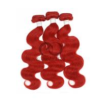 China Red Body Wave Remy Human Hair Bundles 10-28 Inch Sew In Weave Brazilian Bundle Deals for sale