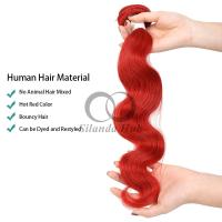 China Red Body Wave Remy Human Hair Bundles 10-28 Inch Sew In Weave Brazilian Bundle Deals for sale