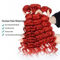 China Red Deep Wave Remy Human Hair Bundles Sew In Weave Brazilian 3 Bundles 10-28 Inch for sale
