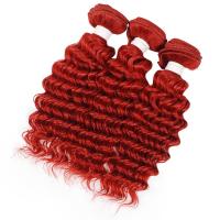 China Red Deep Wave Remy Human Hair Bundles Sew In Weave Brazilian 3 Bundles 10-28 Inch for sale