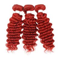 China Red Deep Wave Remy Human Hair Bundles Sew In Weave Brazilian 3 Bundles 10-28 Inch for sale